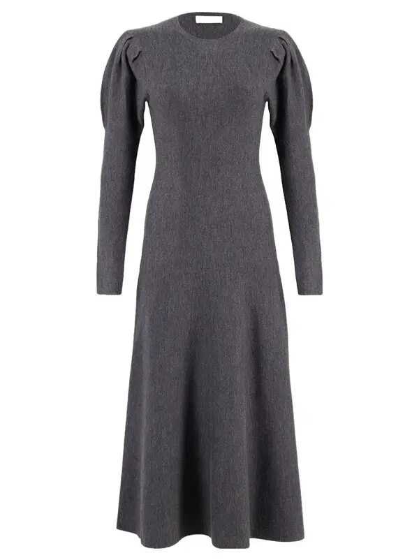 Gabriela Hearst Hannah Long Sleeve Crewneck Dress - Charcoal-grey