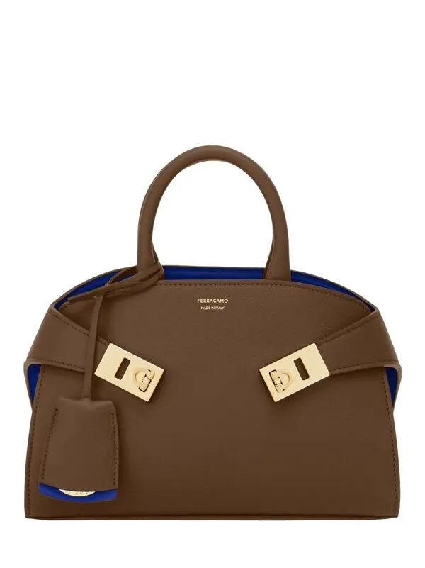 FERRAGAMO Mini Hug Top Handle Bag - Clay/lapis Lazuli
