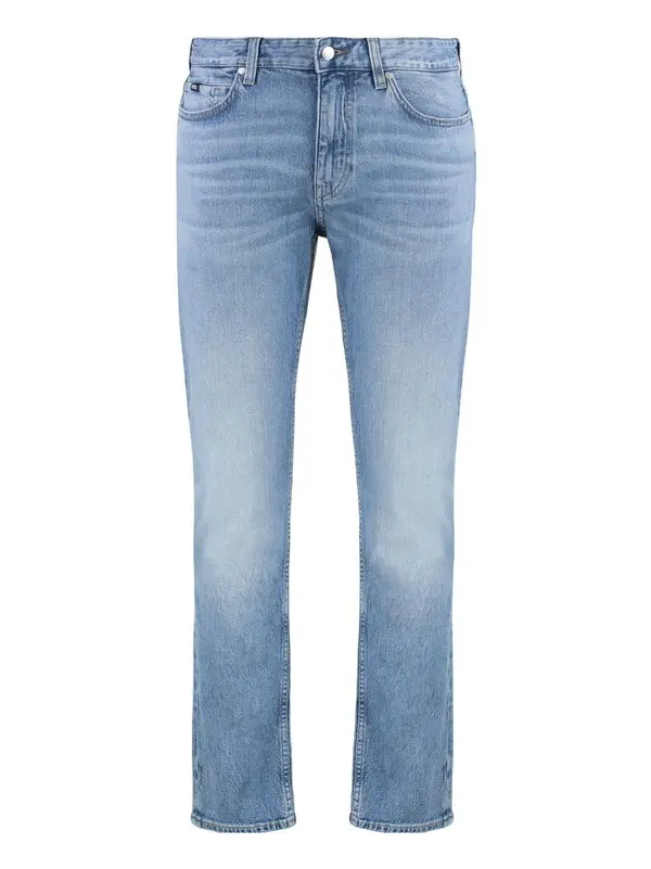 Hugo Boss Five-pocket Jeans With Engraved Logo Details - Denim Blue