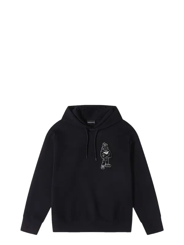 Emporio Armani Patch Detail Hoodie - Black