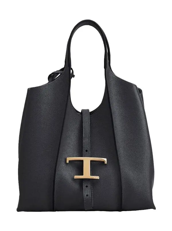 TOD'S Timeless Logo Plaque Tote Bag - Black