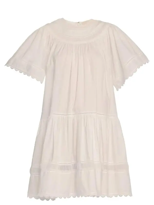 Ulla Johnson Tiered Ruffle Midi Dress With Lace Trim - Nude