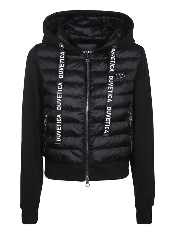 Duvetica Logo Patch Zip-up Hoodie - Black
