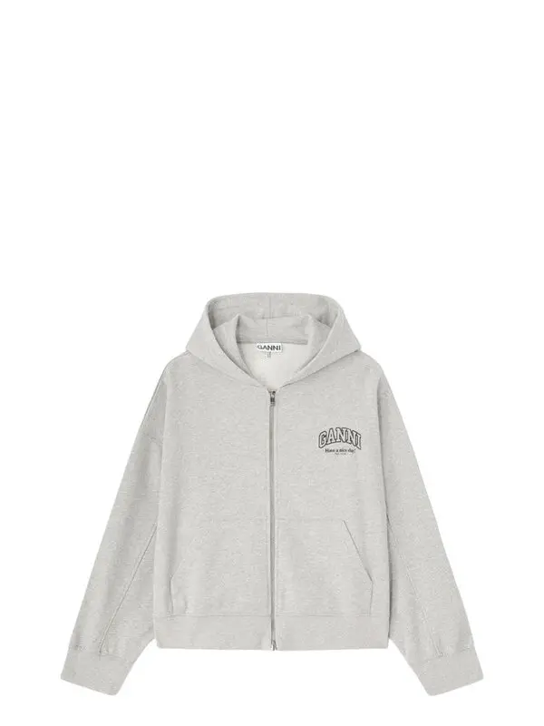 GANNI Essential Zip Hoodie - White