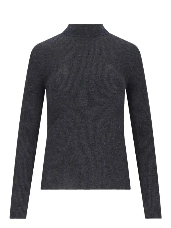 P.a.r.o.s.h Ribbed Turtleneck Sweater With Back Slit - Black
