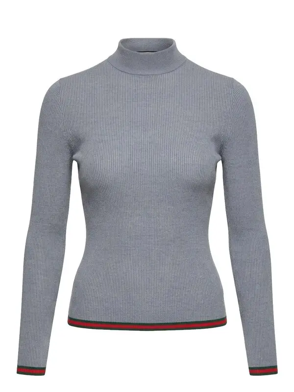 Gucci Ribbed Long-sleeve Sweater - Air Force Blue