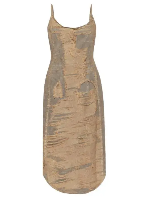DIESEL® De-vera Fsg Distressed Denim Dress - Nude