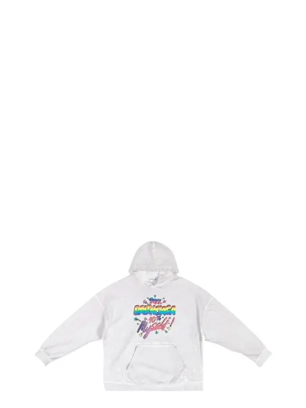 Balenciaga Graphic Printed Long Sleeve Hoodie - Gray