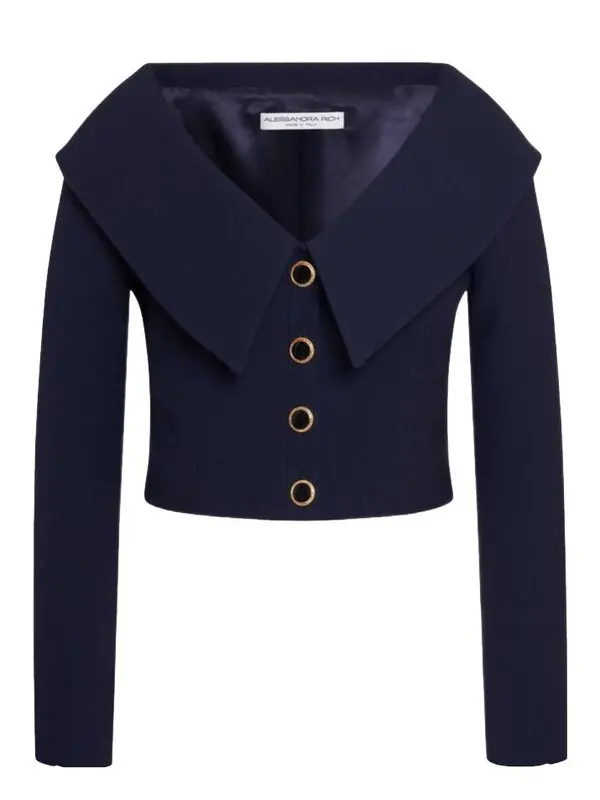 Alessandra Rich Off-the-shoulder Button-detailed Jacket - Black