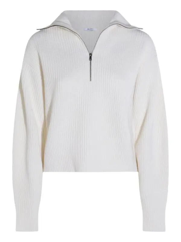 Max Mara Nadar Quarter-zip Knitted Jumper - White