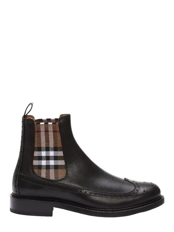 Burberry Vintage Check Round-toe Chelsea Boots - Black