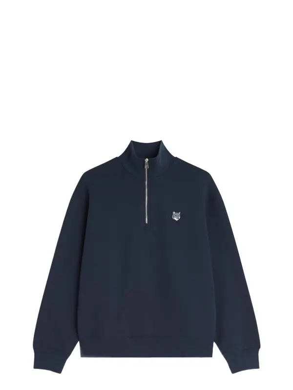 Maison Kitsuné Fox Head Half-zip Sweatshirt - Navy