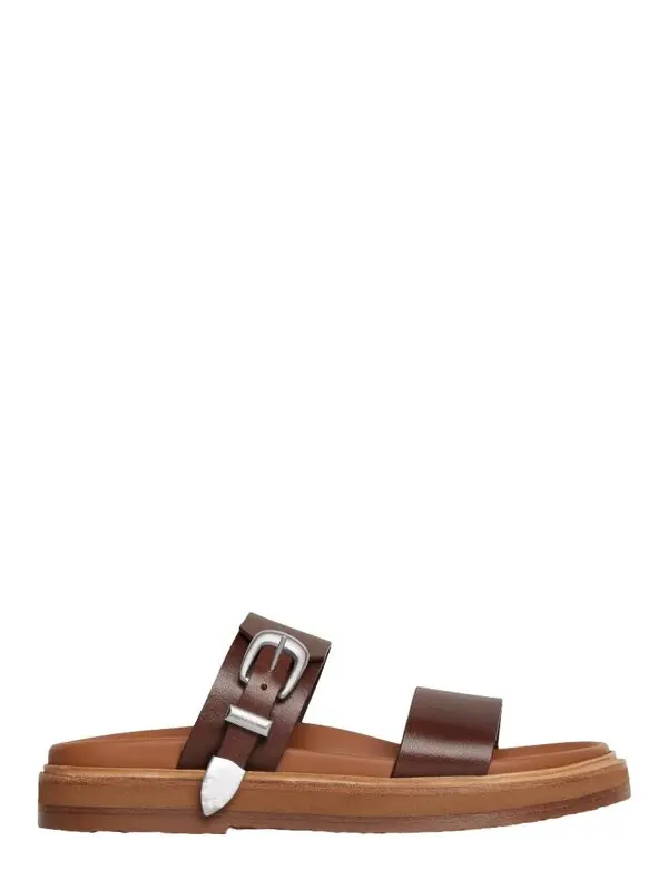 Celine Tippi Leather Sandals - Brown