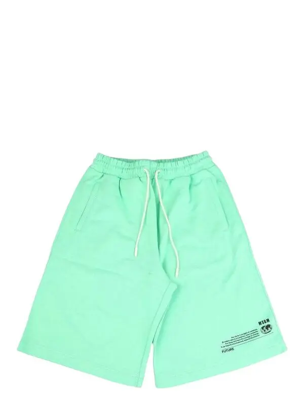 MSGM Peppermint Logo Decal Drawstring Shorts - Green