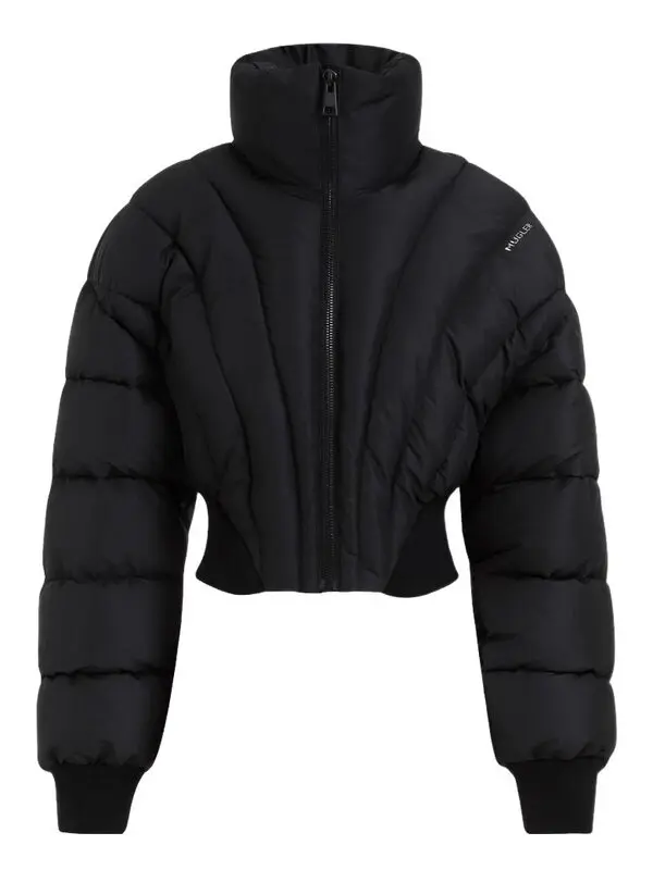 MUGLER Quilted Zip-up Jacket - Black