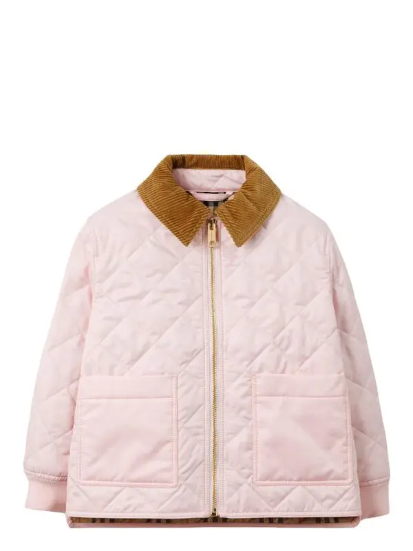 Burberry Diamond-quilted Jacket With Corduroy Collar - Pink