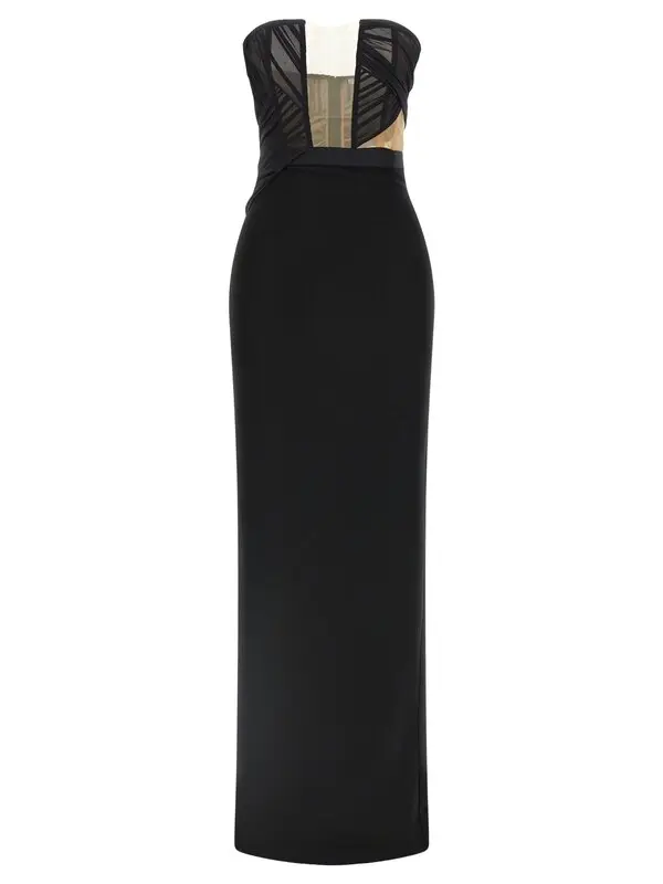 NENSI DOJAKA Plissé-detail Cut-out Maxi Dress - Black