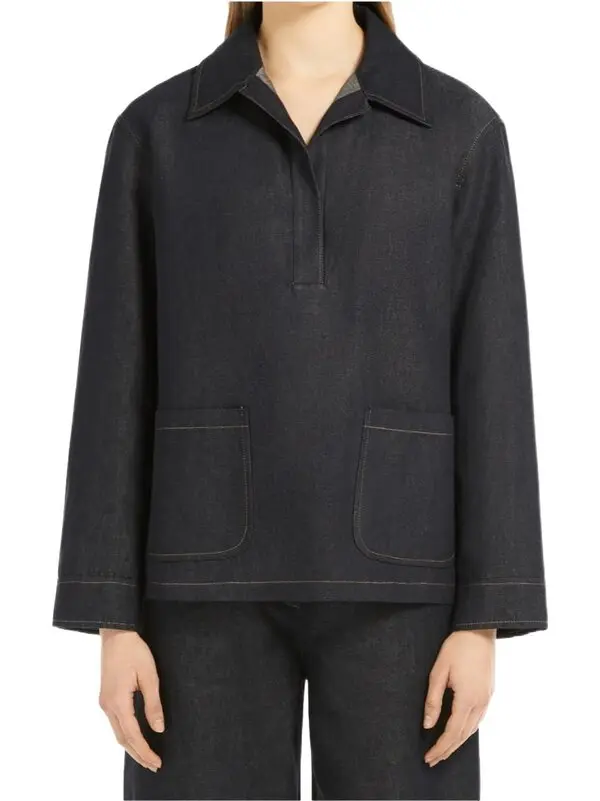 Max Mara Amico Straight Hem Polo Top - Navy Blue