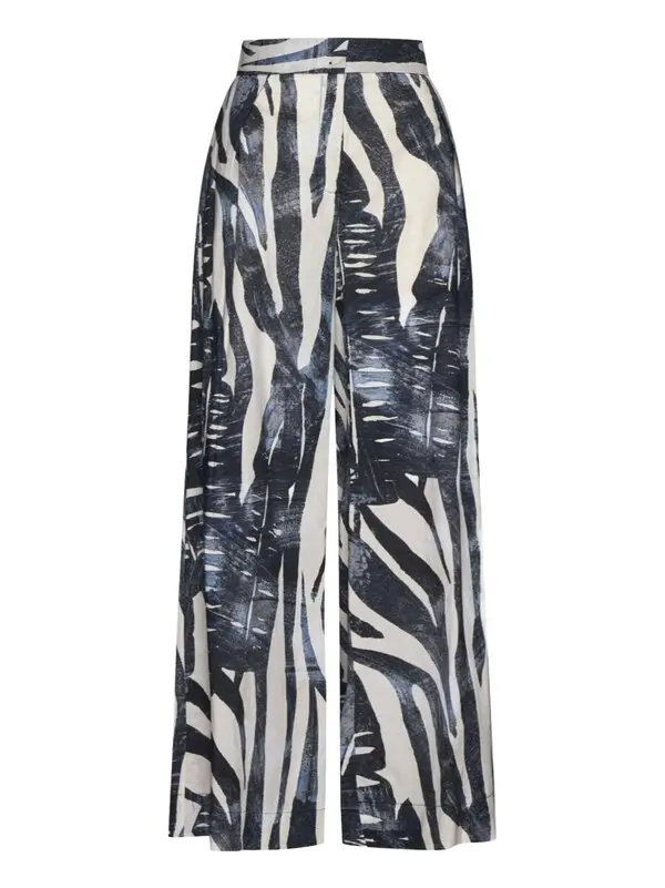 KAOS Printed Straight-leg Casual Trousers - Black