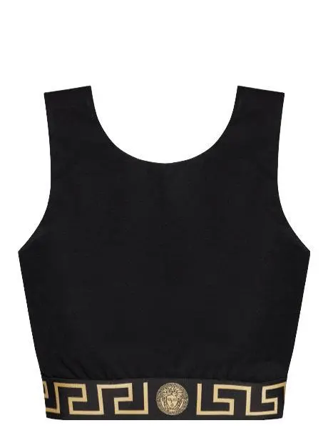 Versace Greca Border Sleeveless Cropped Top - Black