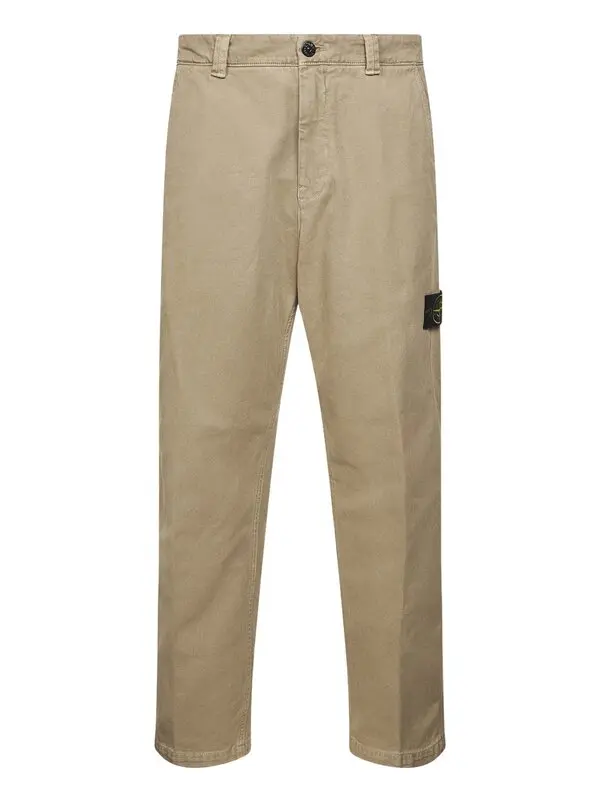 Stone Island Logo Patch Loose Fit Trousers - Nude