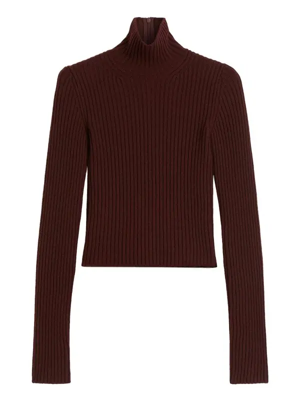 Max Mara Aral Ribbed High-neck Jumper - Brown