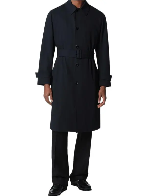 LARDINI Belted Trench Coat - Black
