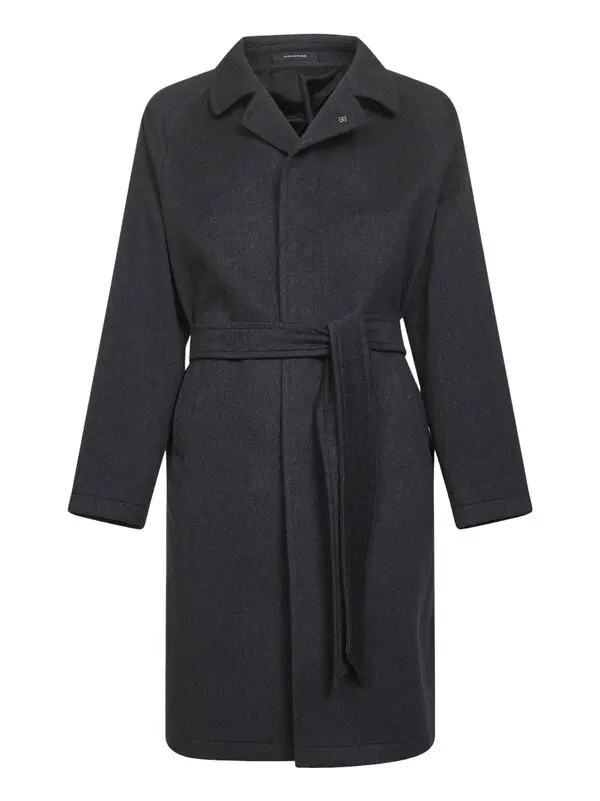 Tagliatore Belted Wool-blend Coat - Black