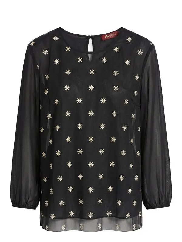 Max Mara Long-sleeved Embroidered Jacket - Black