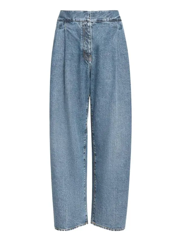 Alaïa Vintage Effect Washed Denim Pleated Pants - Blue