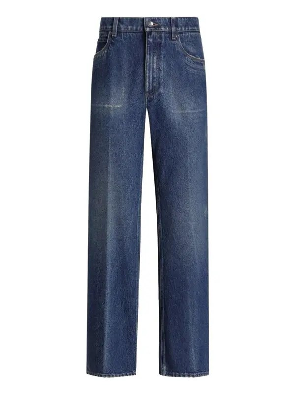 Dolce & Gabbana Distressed Logo Plaque Jeans - Blue