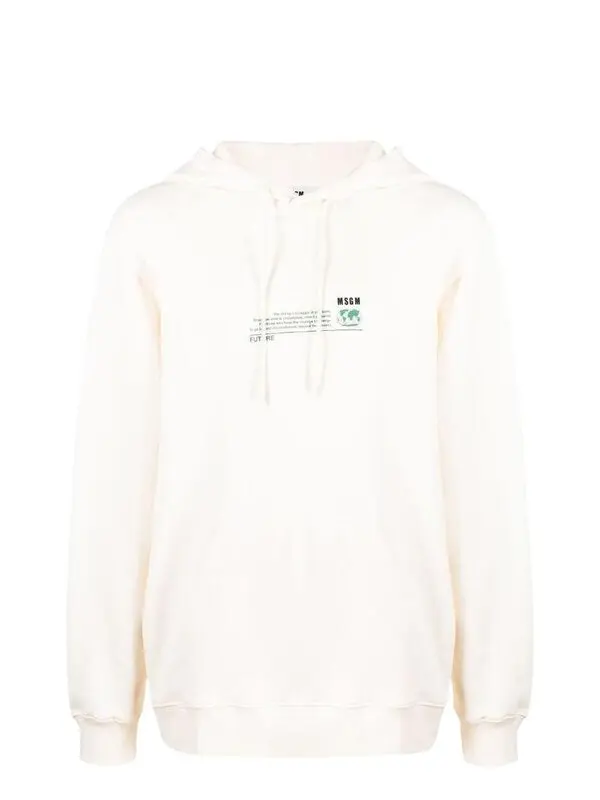 MSGM Logo Print Hoodie - White