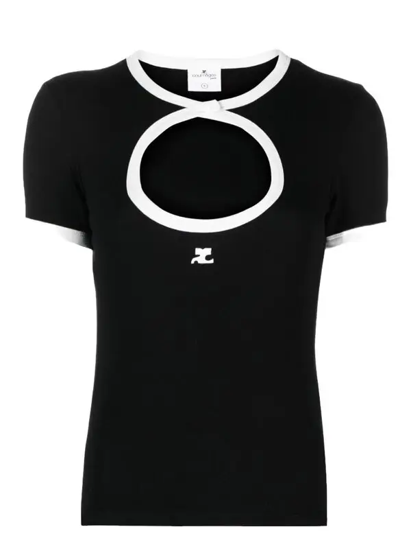 COURREGES Short-sleeved Hollow T-shirt - White