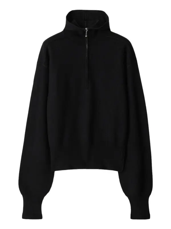 Burberry Half-zip High-neck Knitted Jumper - Black
