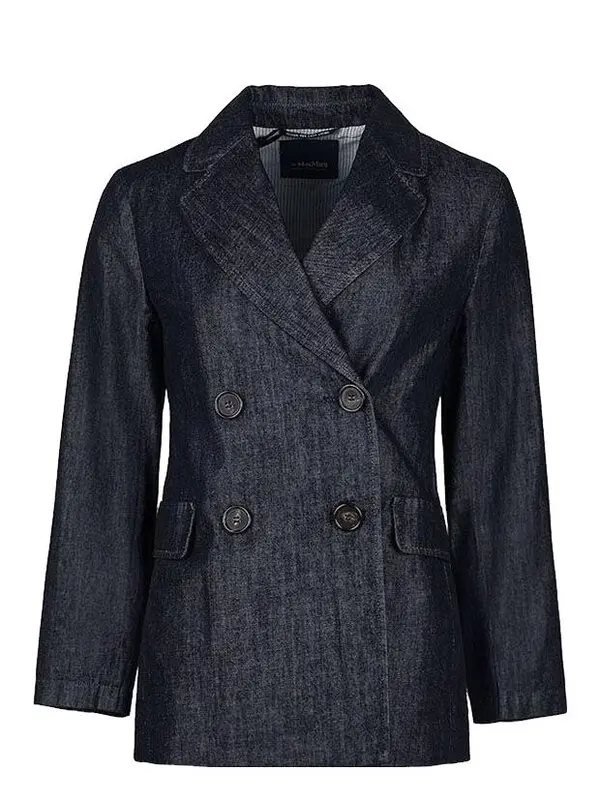 Max Mara Double Breasted Denim Blazer - Black