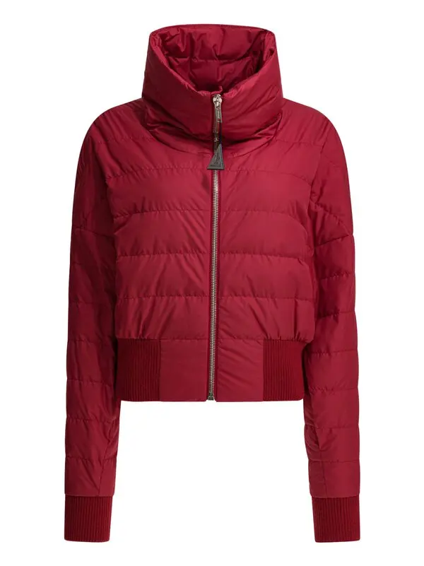 Moncler Cropped Quilted Down Jacket - Red