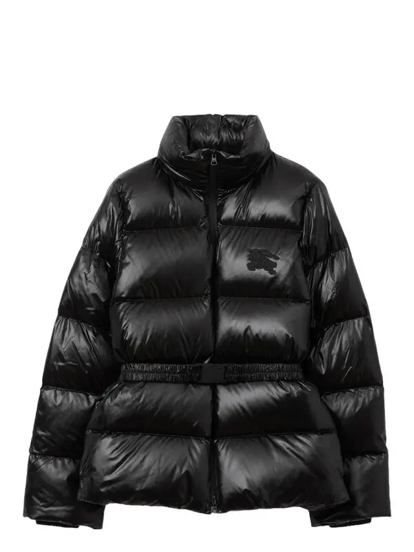 Burberry Quilted Puffer Jacket With Equestrian Knight Design - Black