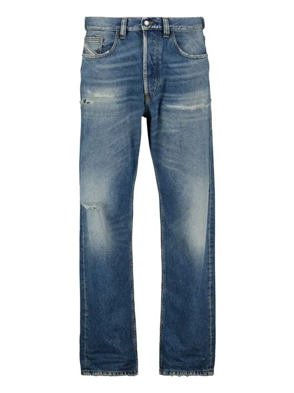 DIESEL® Straight Cut Distressed Jeans - Denim