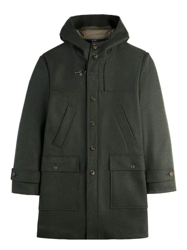 FAY Hooded Toggle Coat - Green