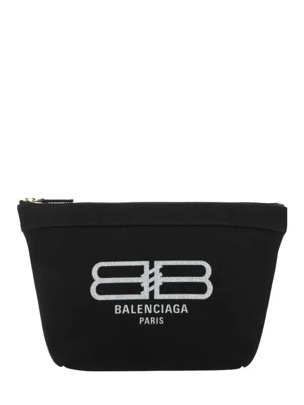 Balenciaga Logo-print Cotton Makeup Bag - Black/white
