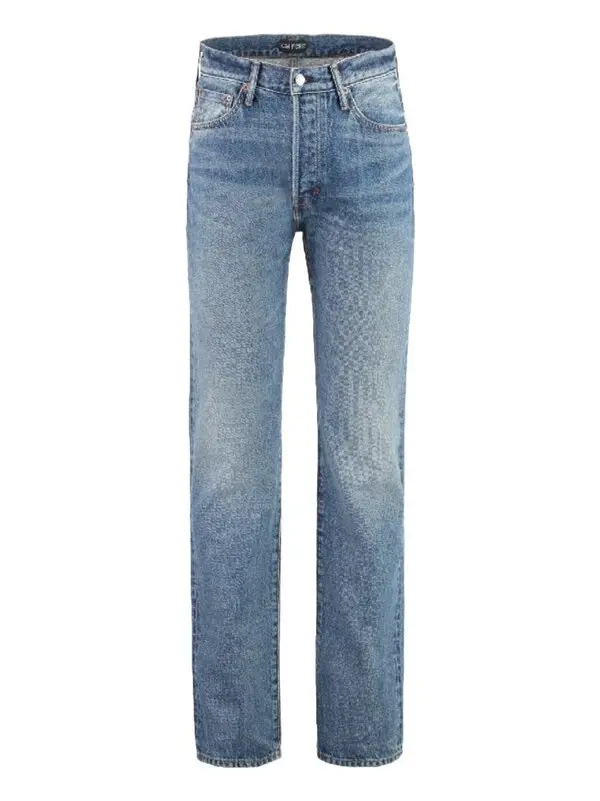 TOM FORD Button Zipper Denim Trousers - Blue