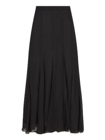 Chloé Pleated Chiffon Midi Skirt - Black