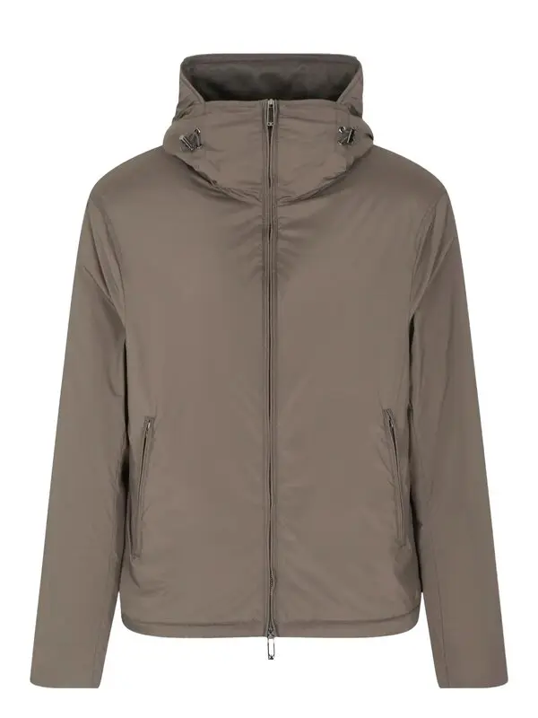 Emporio Armani Long Sleeved Zip-up Hooded Jacket - Taupe