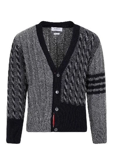 Thom Browne 4-bar Stripe Detailed Cardigan - Medium Gray