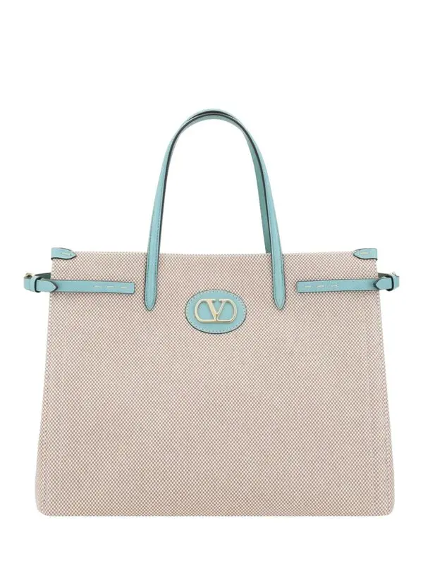 Valentino Garavani Antibes Logo Plaque Medium Tote Bag - Nude