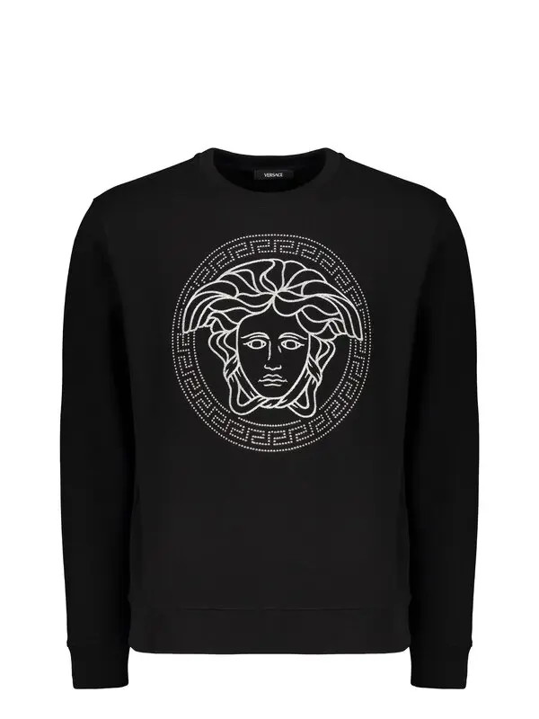 Versace Medusa Embellished Crewneck Sweatshirt - Black