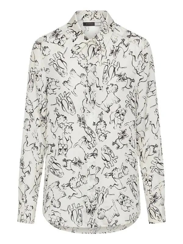 Max Mara Printed Long-sleeve Shirt - Gray