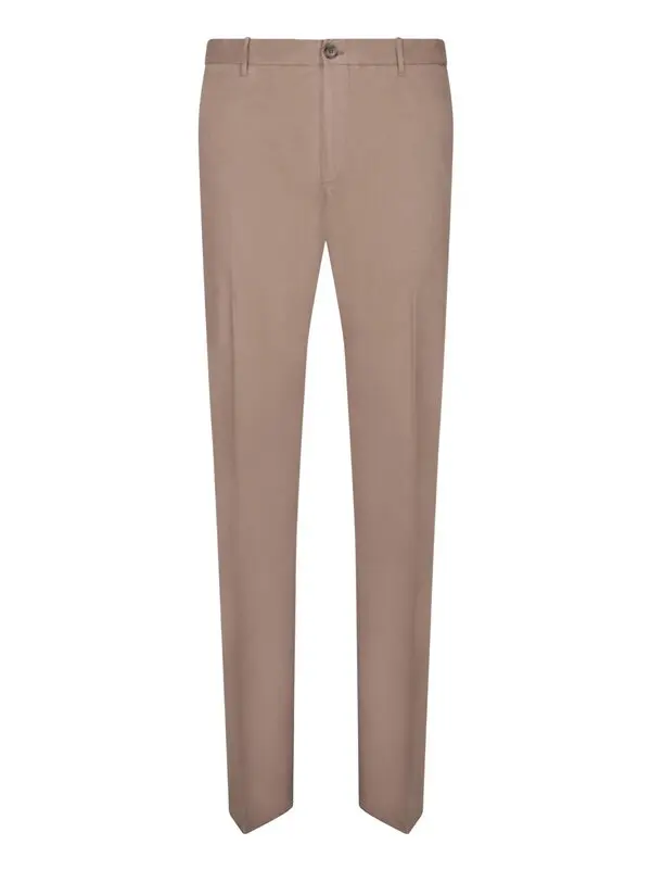 Incotex Slim Fit Trousers With Adjustable Waist And Button Closure - Dark Beige