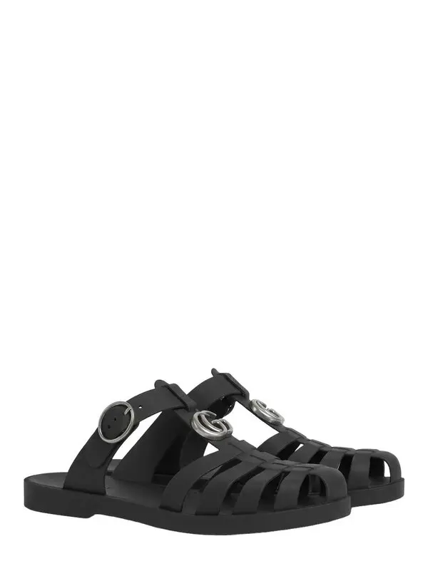 Gucci Double G Flat Sandals - Black