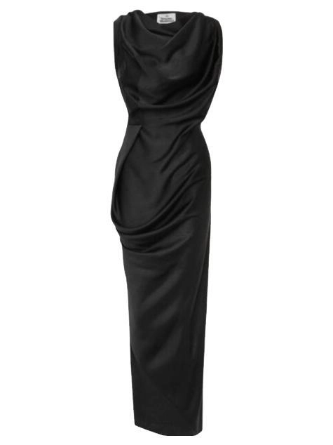 VIVIENNE WESTWOOD Sleeveless Draped Maxi Dress - Black